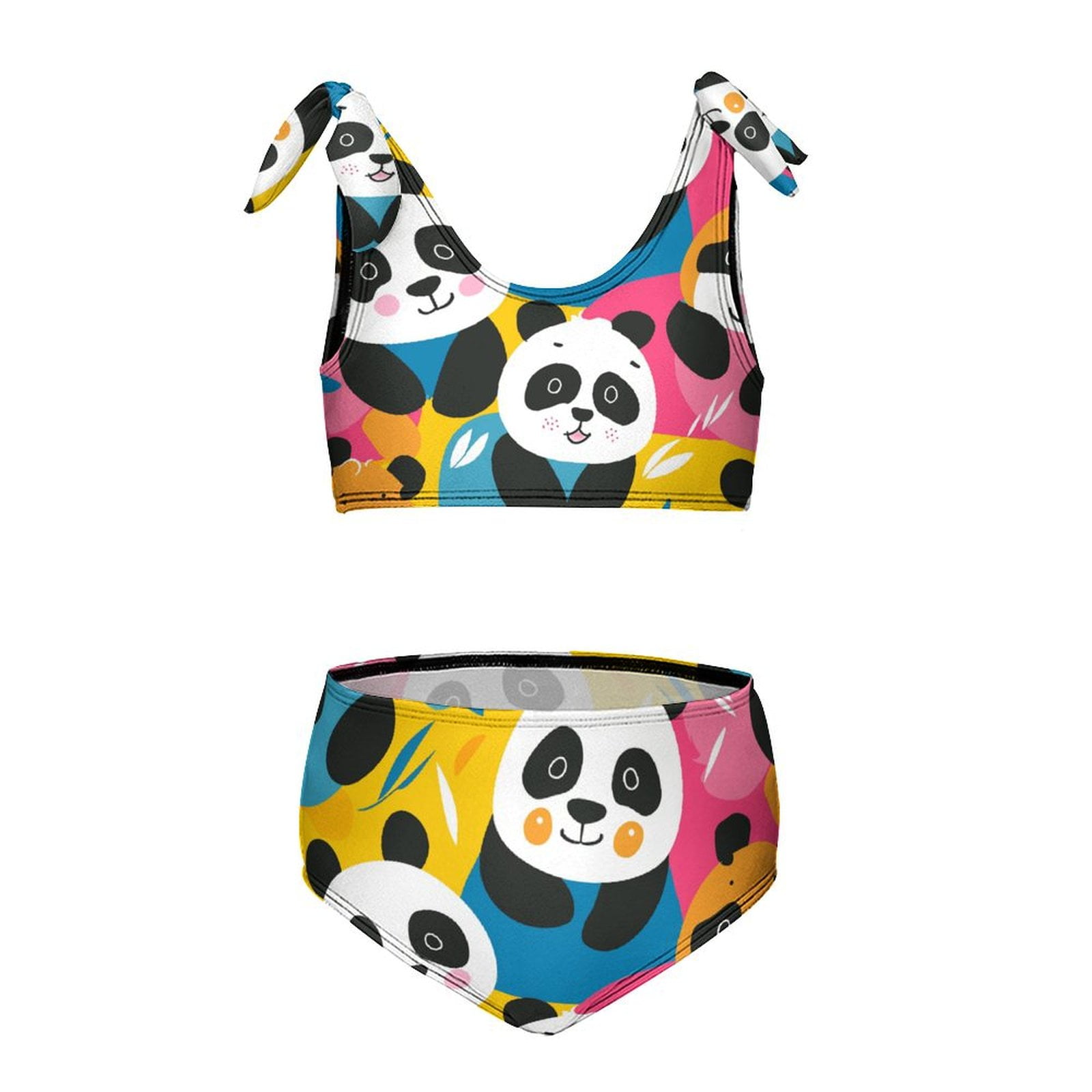 Cute Panda Two Piece Swimsuit Set, Bikini Swimsuit Suitable for Little ...