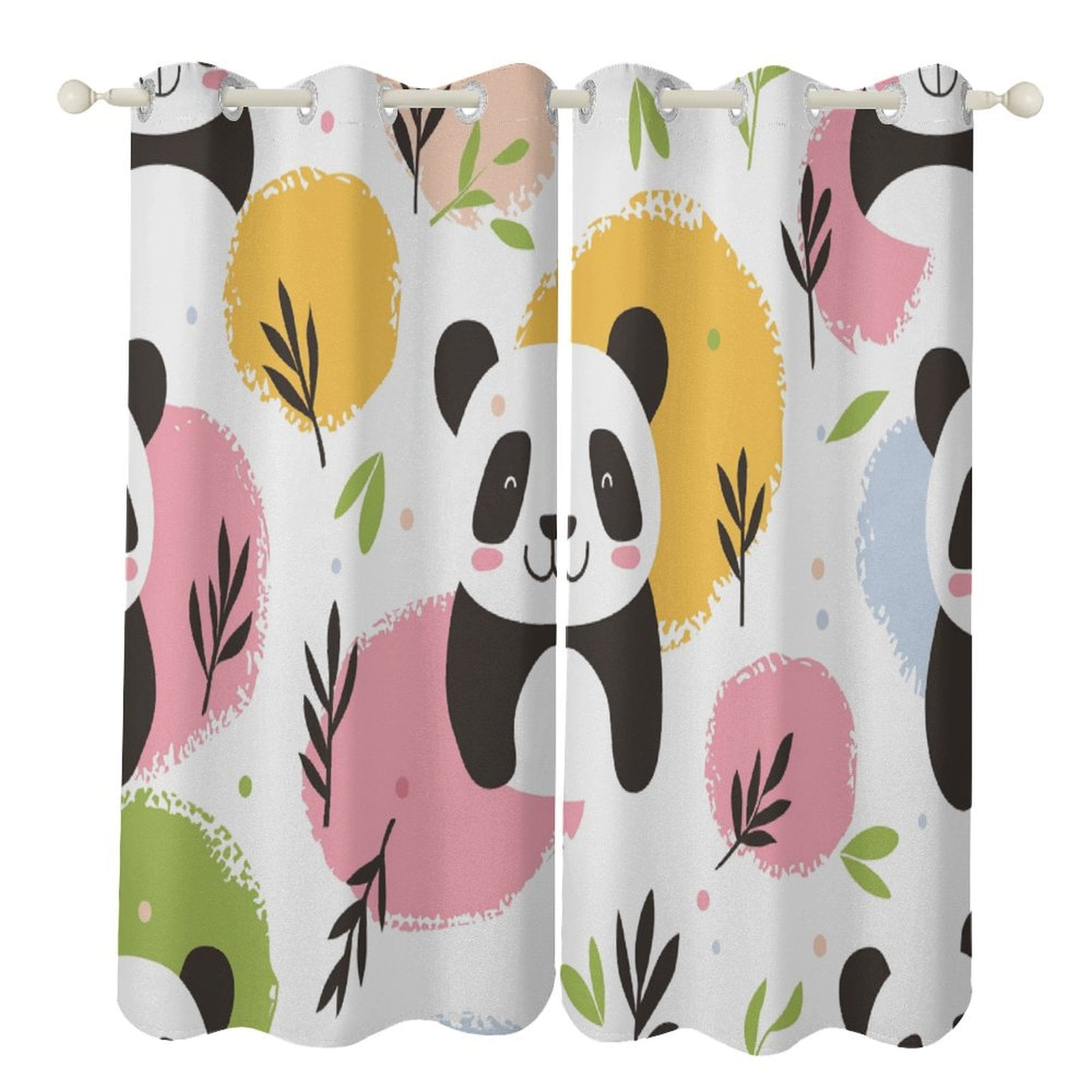 Cute Panda Window Curtain Panels Grommet Blackout Curtains Blackout ...