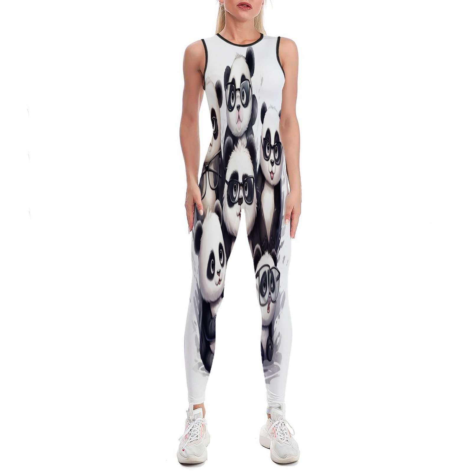 Cute Panda Women's One Piece Yoga Jumpsuits Leggings Playsuit Gym Suit ...
