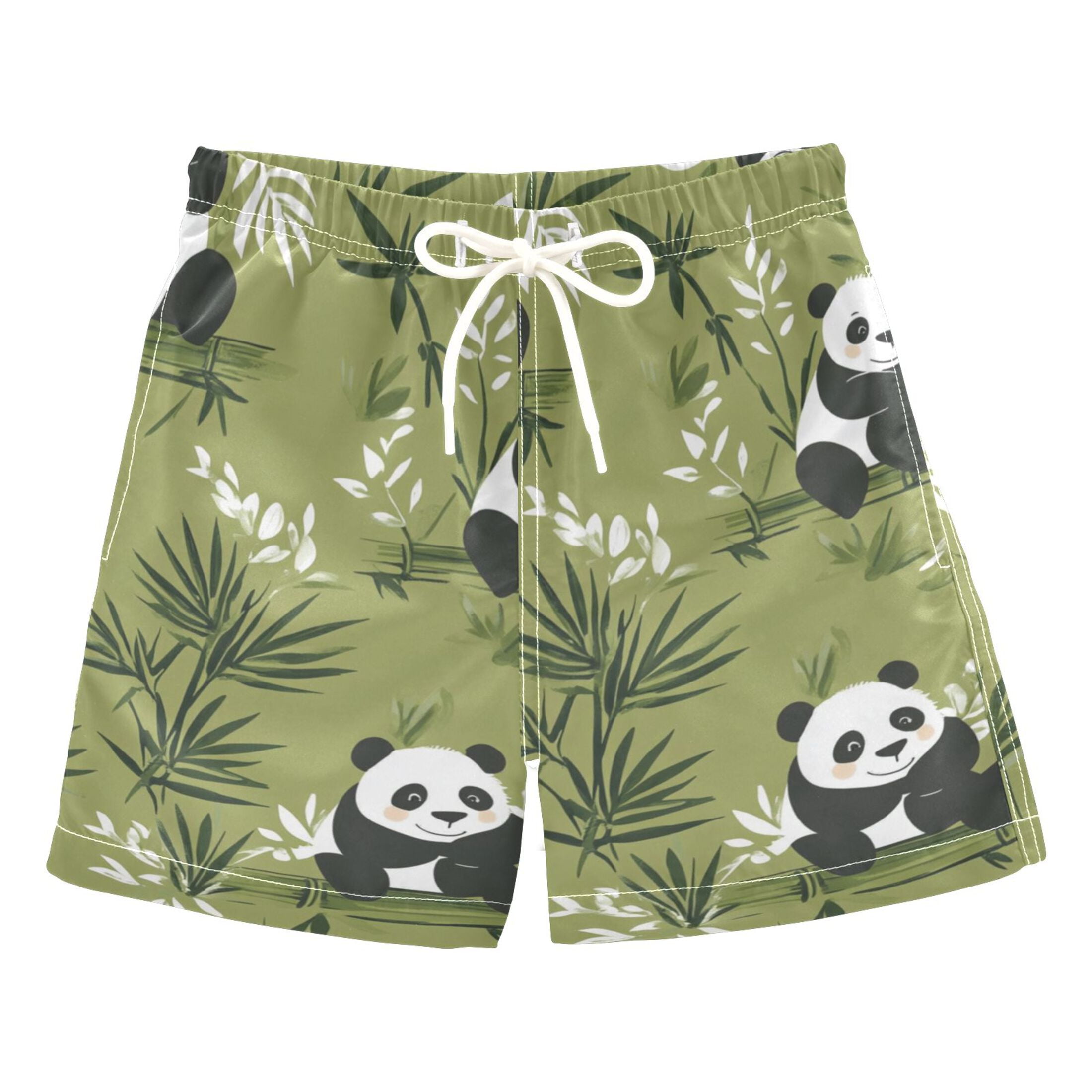Cute Panda and Bamboo Leaf Boys Swim Trunks Quick Dry Boy Swim Shorts ...