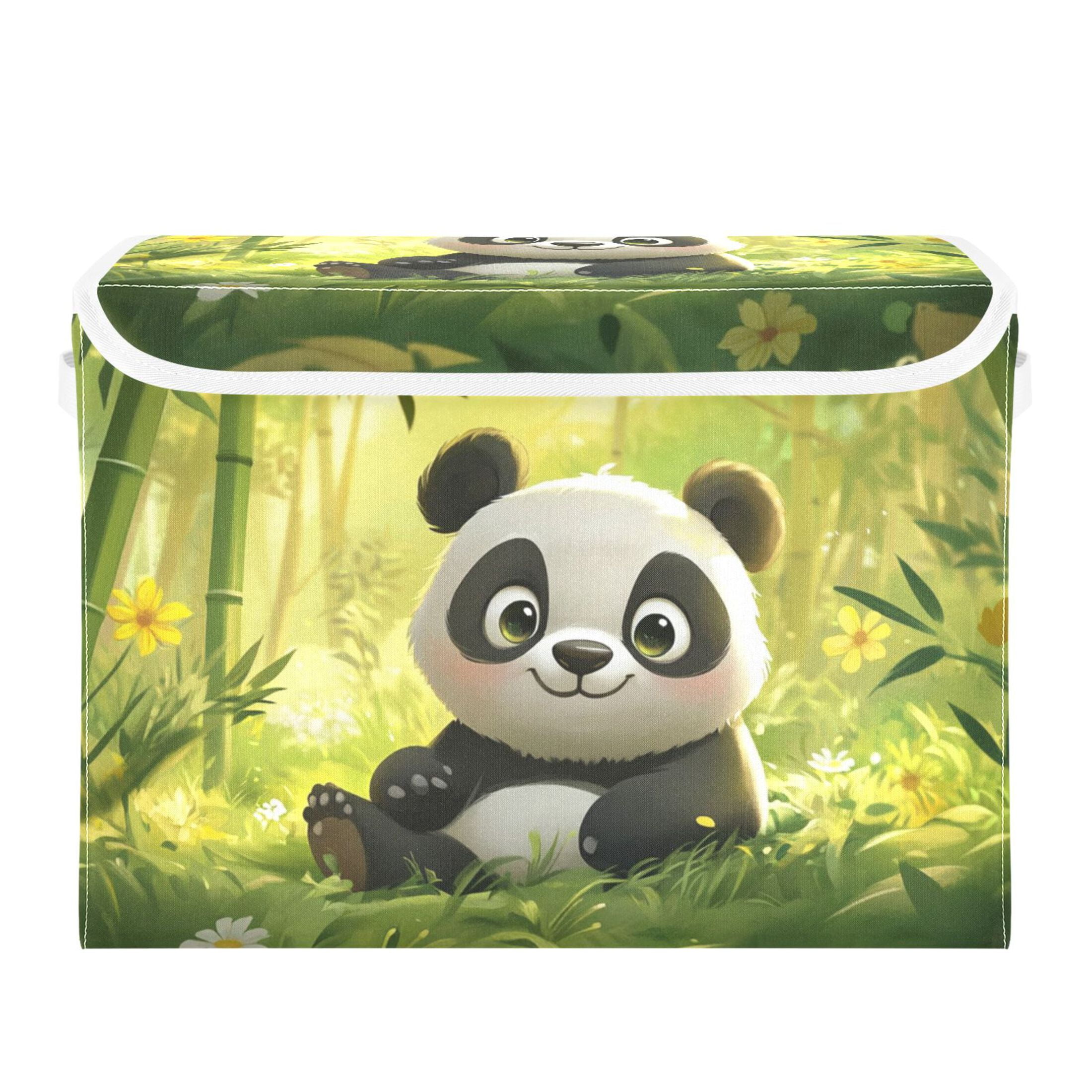 Cute Panda in Bamboo Forest Large Storage Bins with Linen Collapsible ...