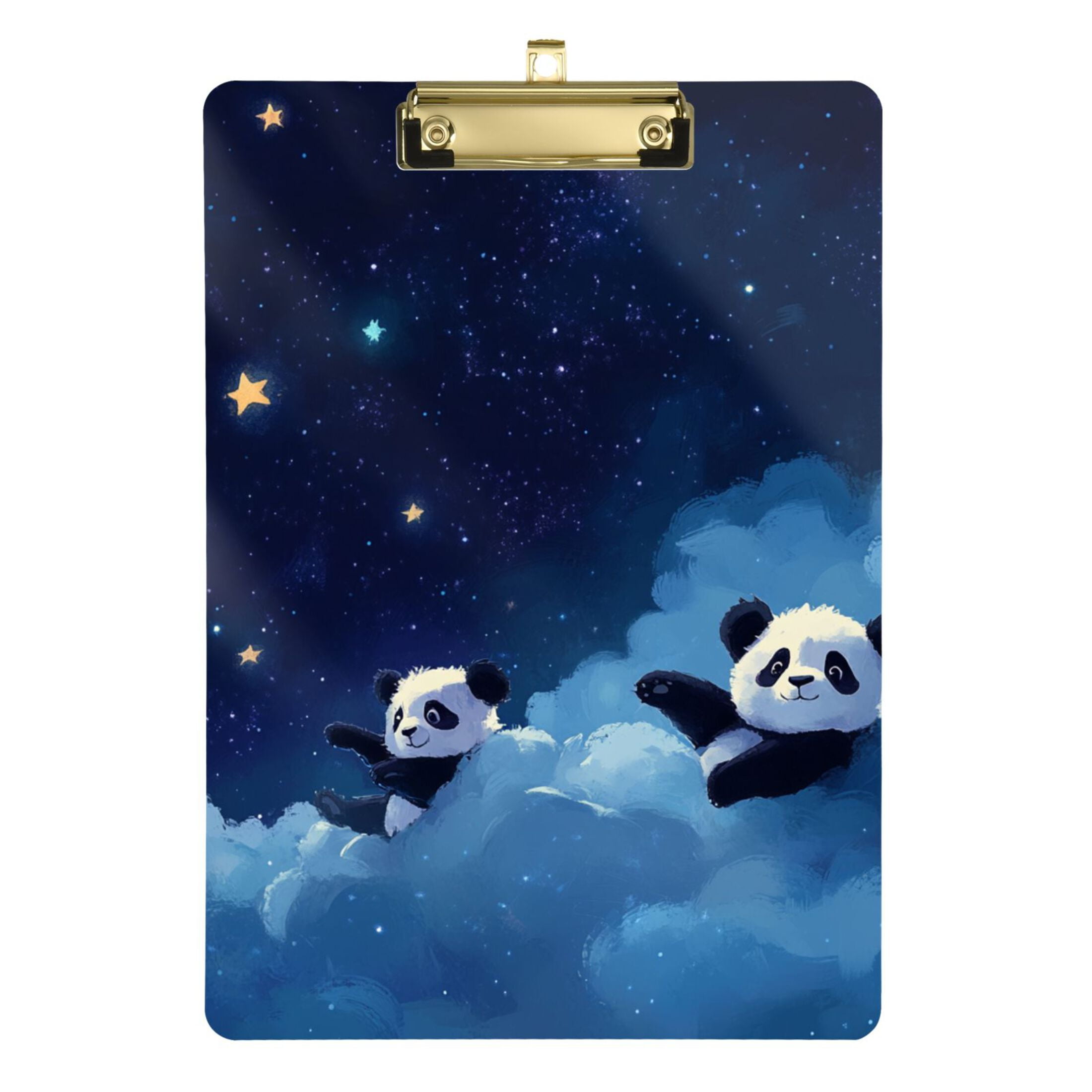 Cute Pandas Lying on Clouds Stars Acrylic Clipboard Drawing Board ...