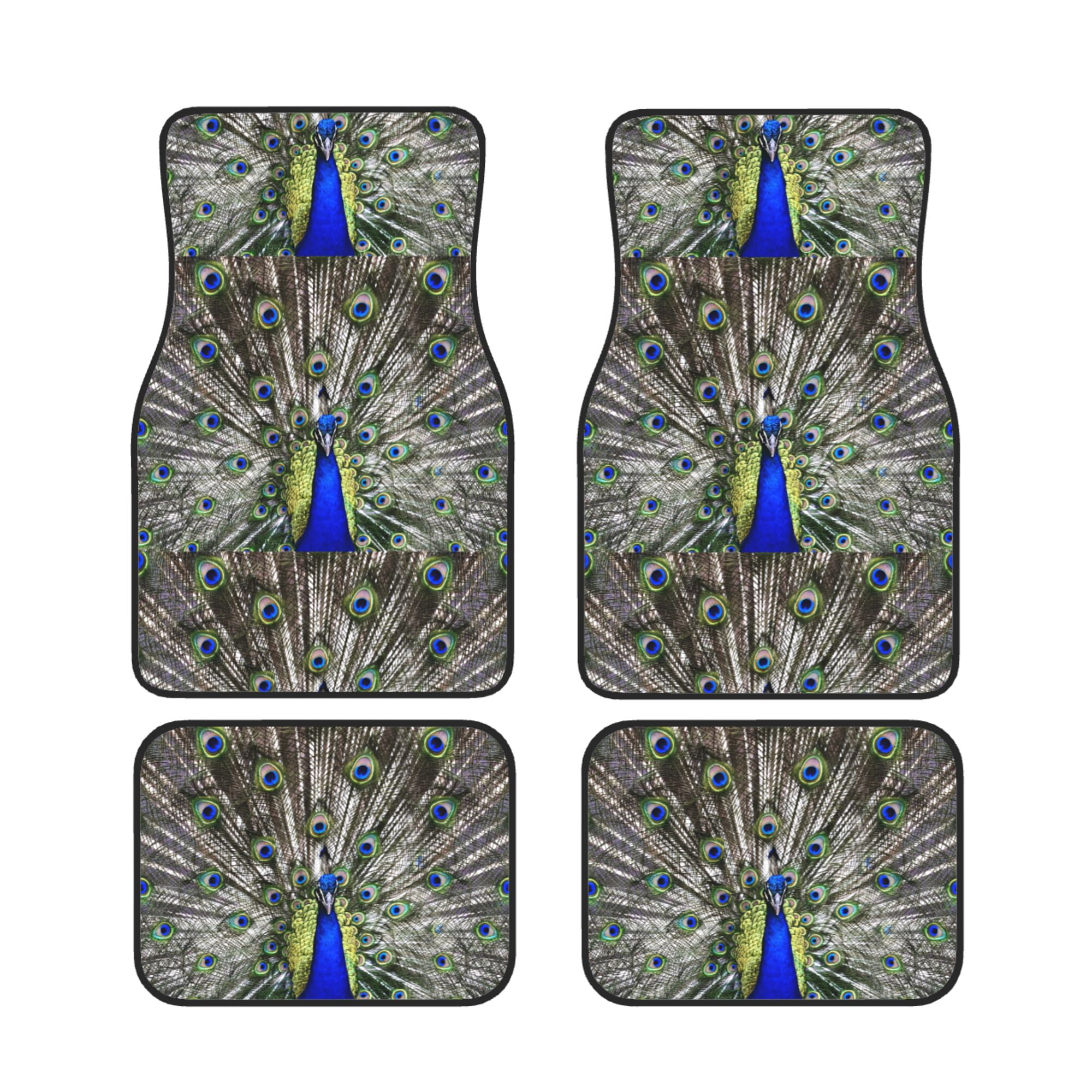 Cute Pandas Peacock And Feather Universal Fit Carpet Floor Mats For Car ...