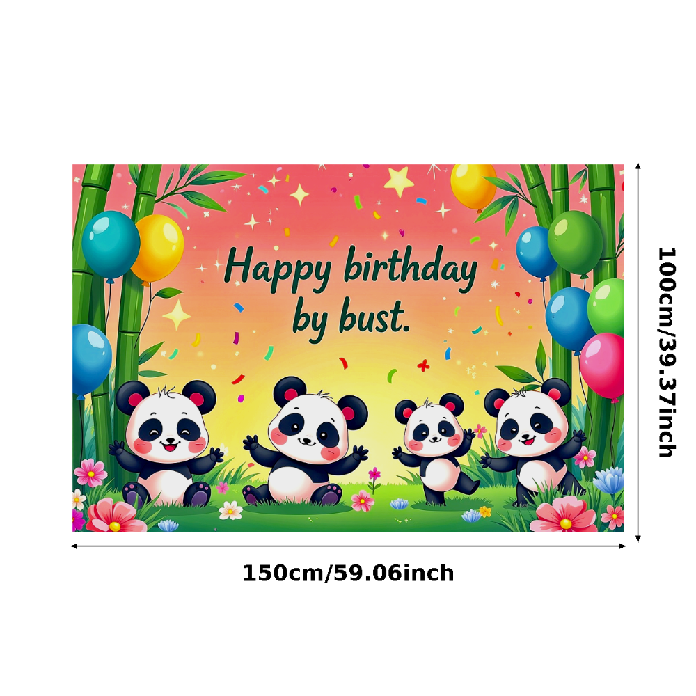 Cute Pandas Themed Happy Birthday Banner Party Decoration Backdrop ...