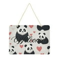 Cute Pandas and Red Heart Welcome Sign Front Door PVC 14x10 inch Hanger ...