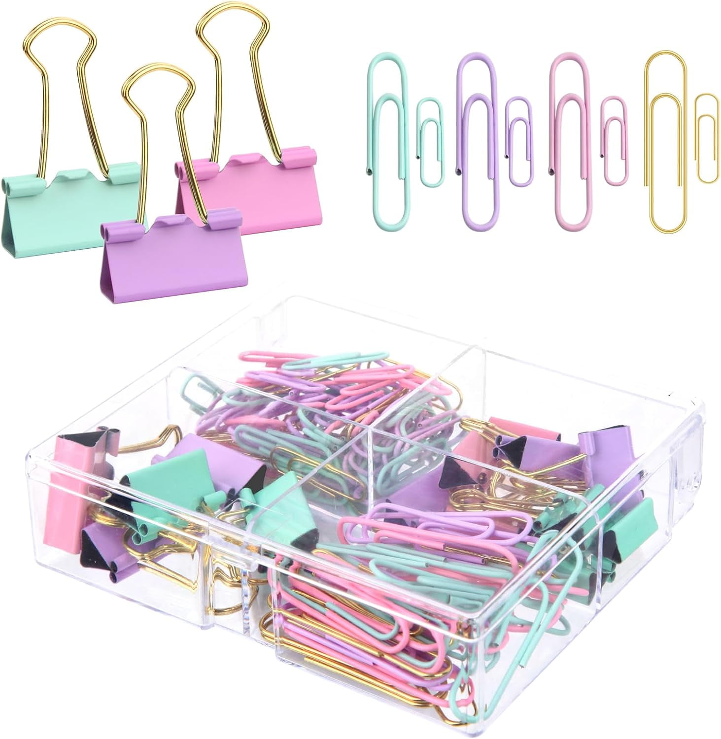 Cute Paper Clips Binder Clips Combo Set, 165 Psc, Assorted Size Paper ...