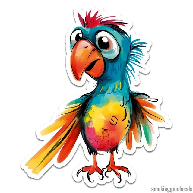 Cute Parrot Bird Sticker Indoor Outdoor Phone Decal Water Bottle ...