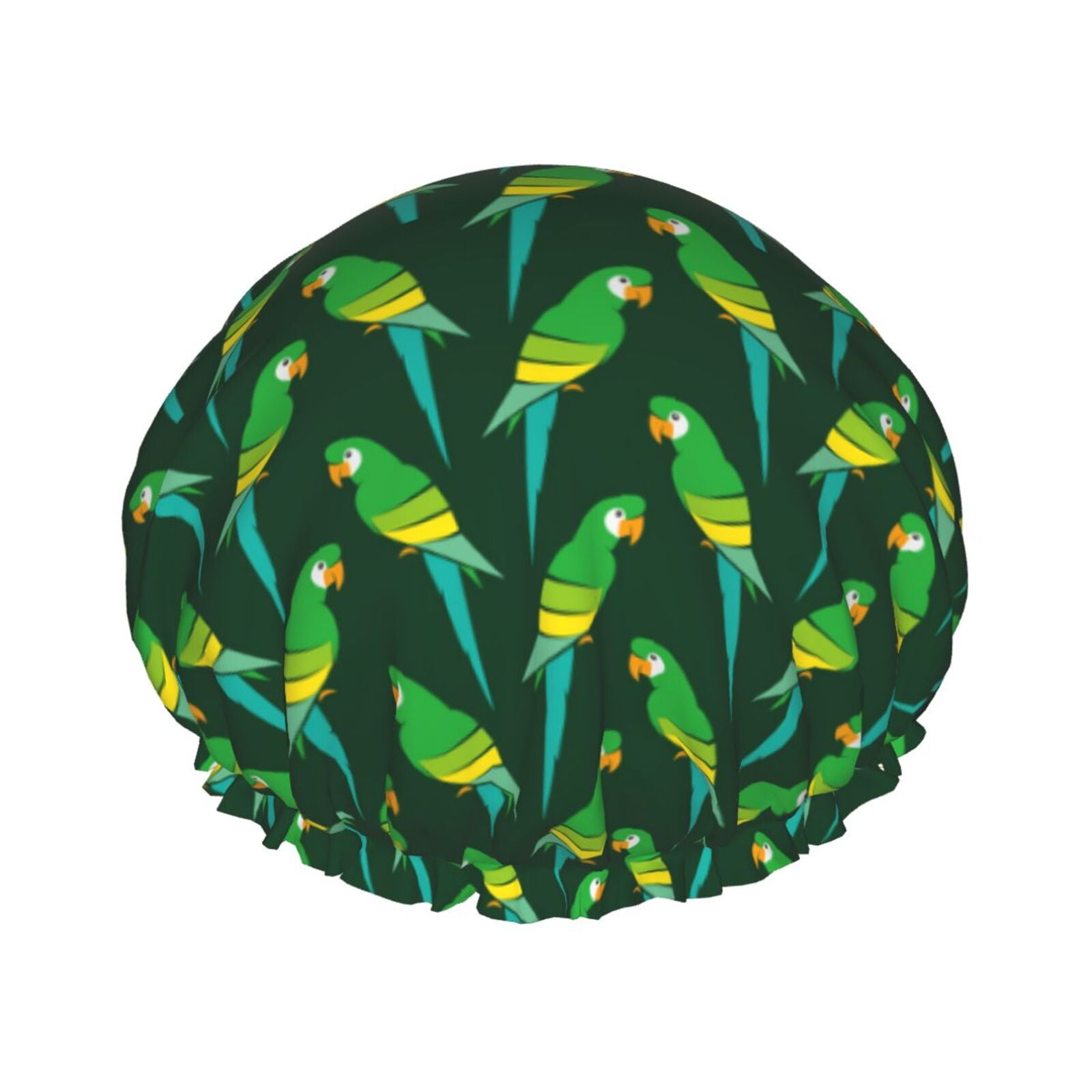 Cute Parrot Green Shower Cap for Women, Double Waterproof Layers Shower ...