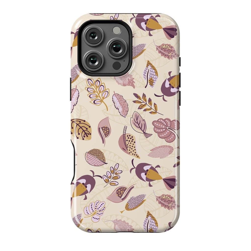 Cute Parrots And Funky Leaves In Purple And Mustard Tough Case for ...