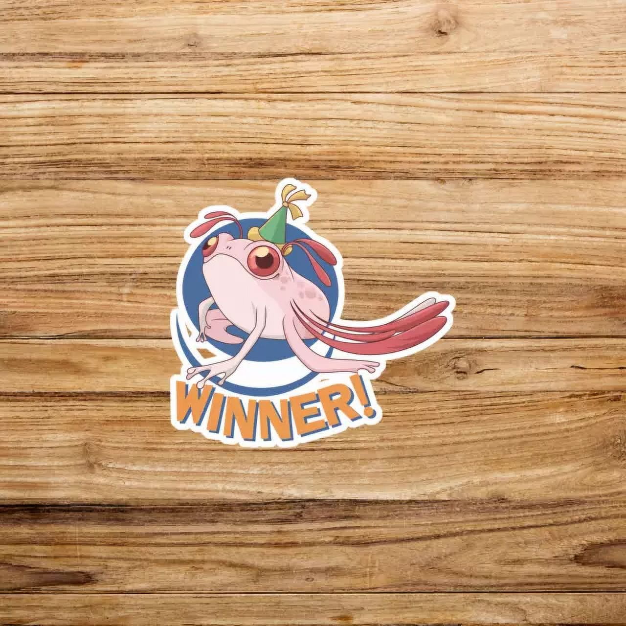 Cute Party Axolotl Sticker - Adorable Animal Cartoon Winner ...