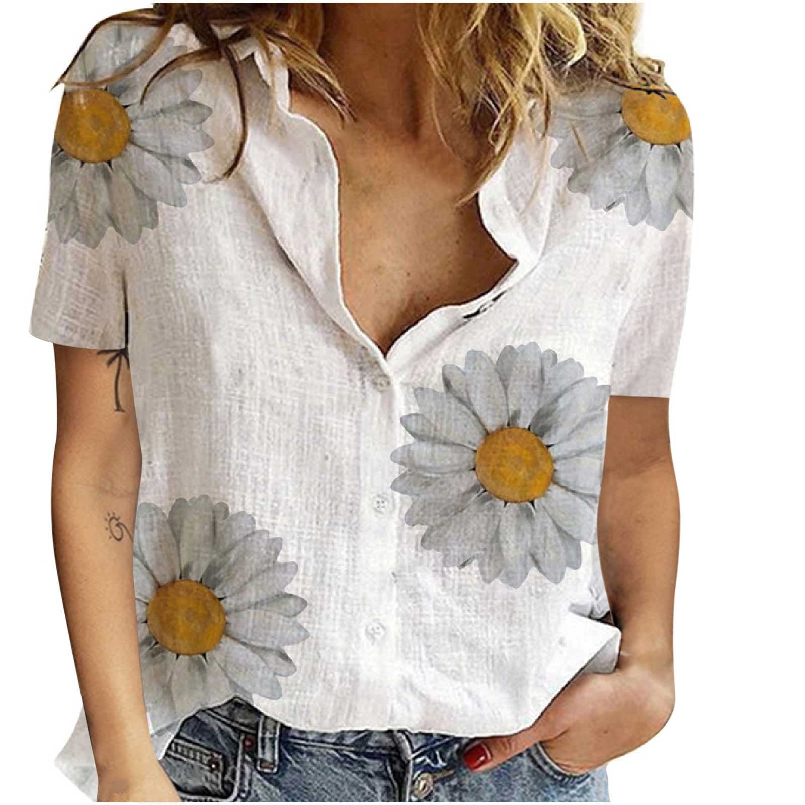 Cute Party Summer Tops for Women Plus Size Button-Up Comfy Womens ...