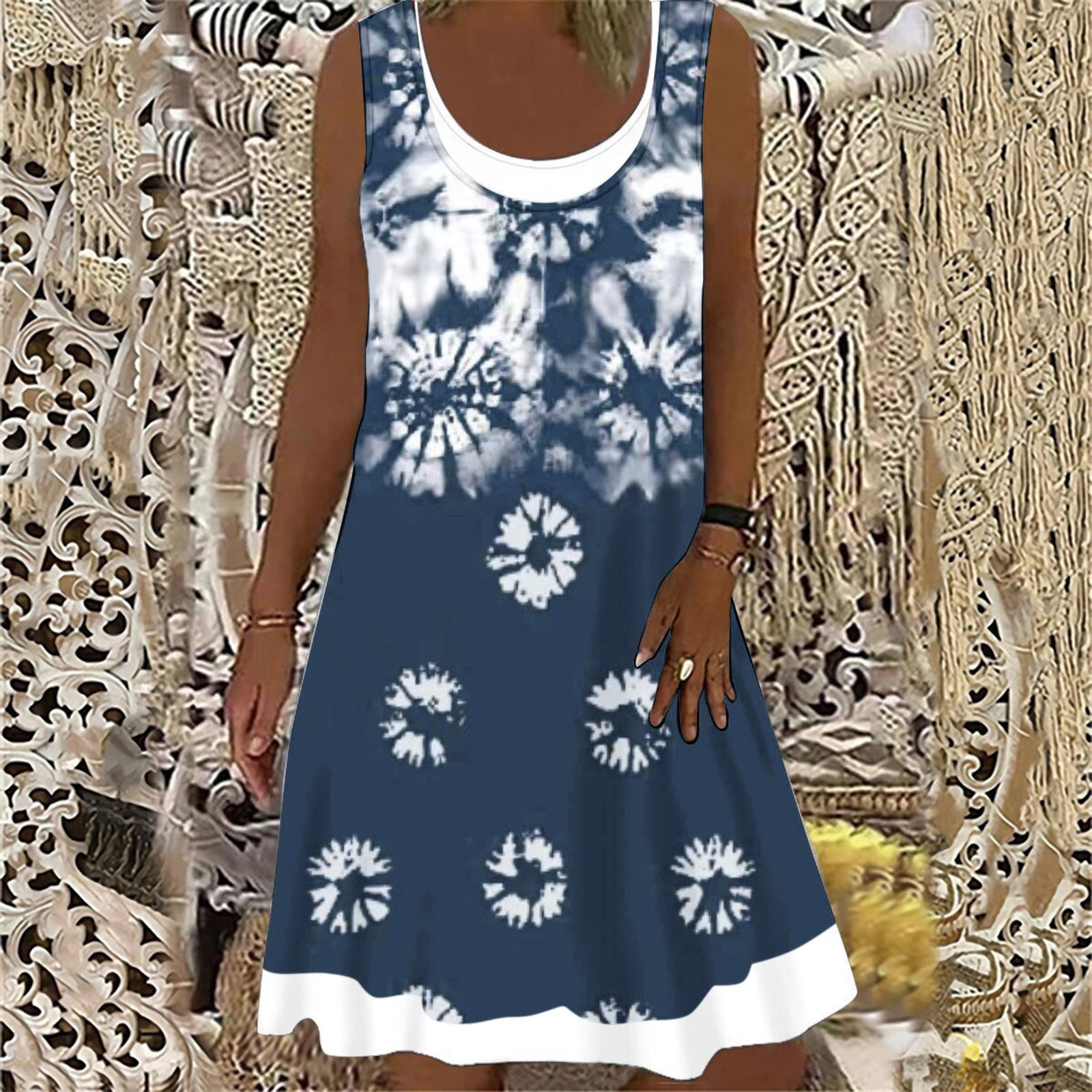 Cute Party Sun Dresses Daisy Print Knee Length Women's Casual Loose ...