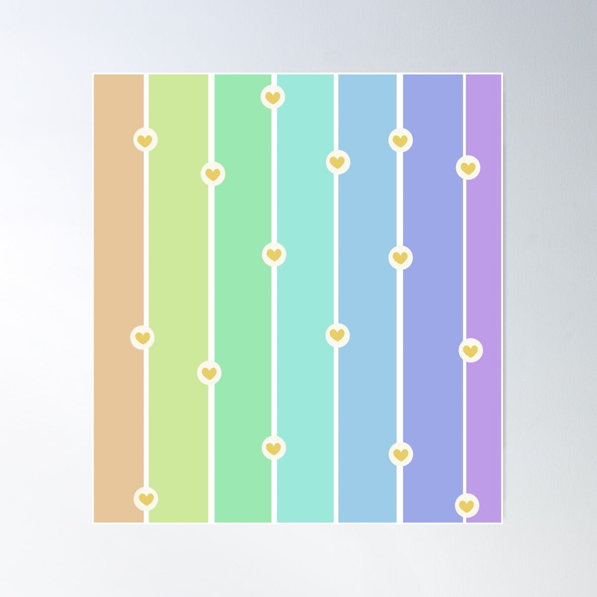 Cute Pastel Design With Little Yellow Hearts Poster Wall Art, Modern ...