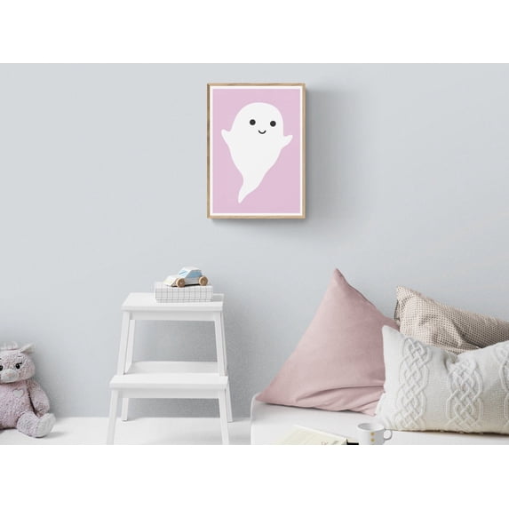 Cute Pastel Ghost Illustration Wall Art for Playful Home Decor ...