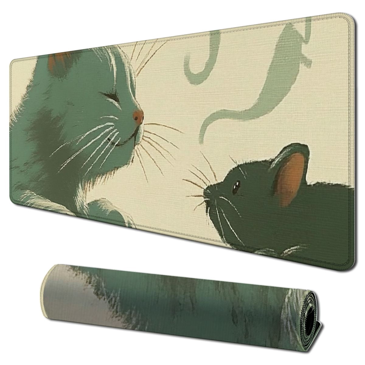 Cute Pastel Green Forest Sage Desk Mat Anime Large Gaming Mouse Pad ...