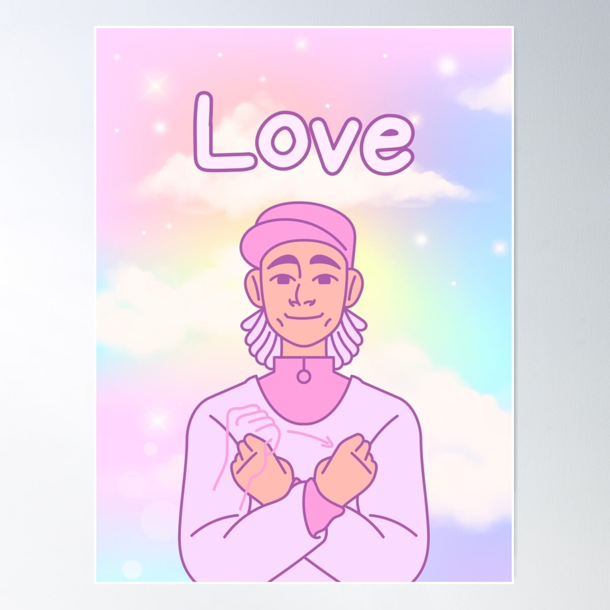 Cute Pastel Rainbow Asl - Love Poster Wall Art, Modern Wall Decor For ...