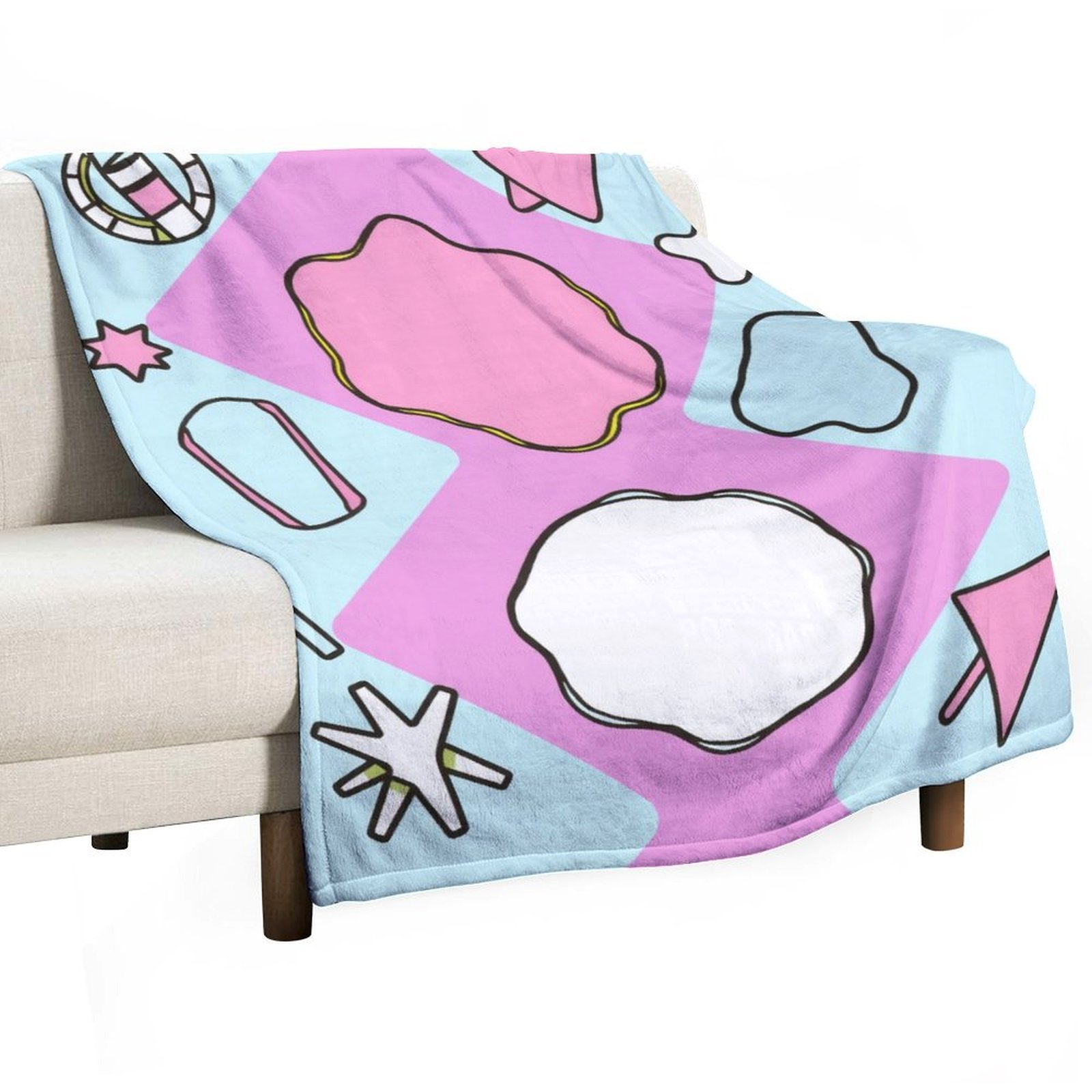 Cute Pastel Shapes Throw Blanket Warm Plush Blankets for Adults Teen ...