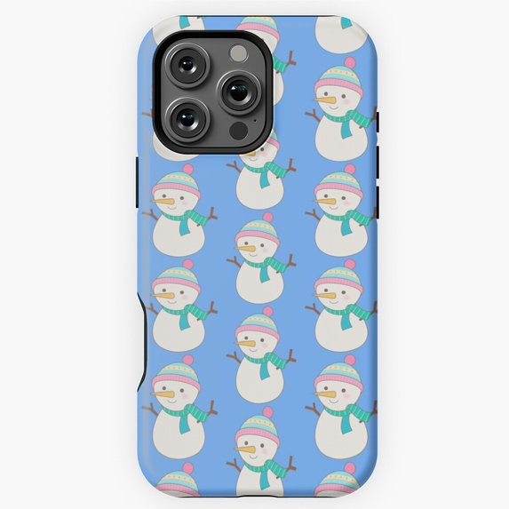 Cute Pastel Snowman Winter Phone Case for iPhone 11 12 13 14 15 16 17 ...
