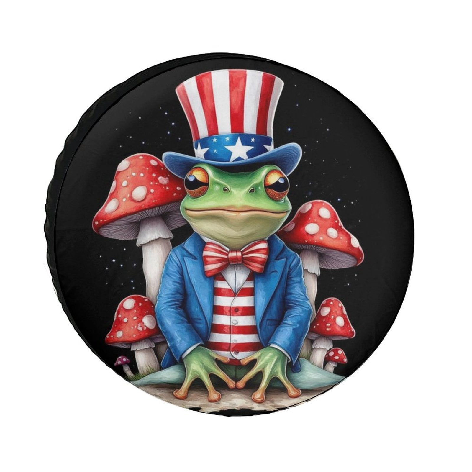 Cute Patriotic Frog With Mushroom Garden Spare Tire Cover 14-16inch ...