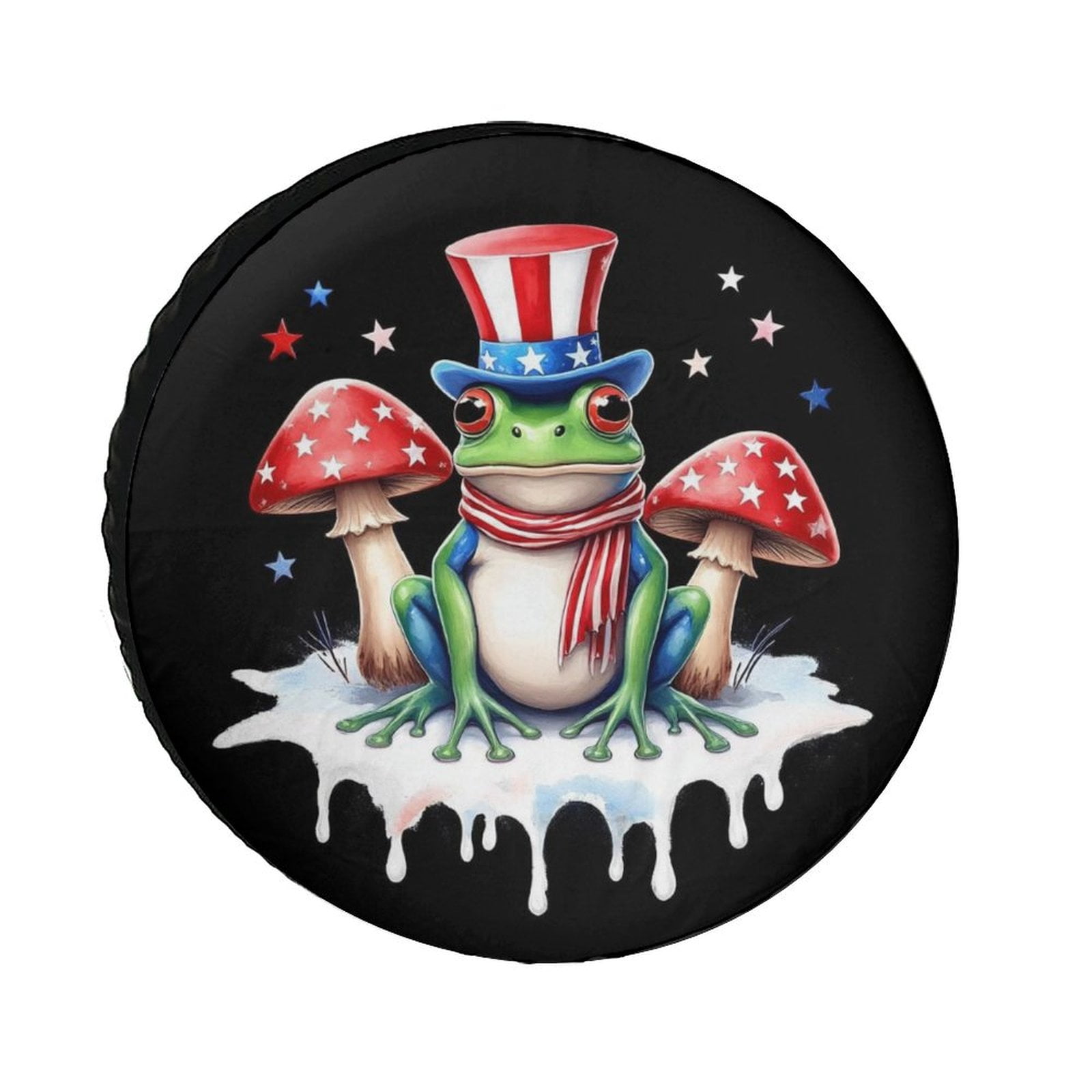Cute Patriotic Frog With Mushroom Garden Spare Tire Cover 14-16inch ...
