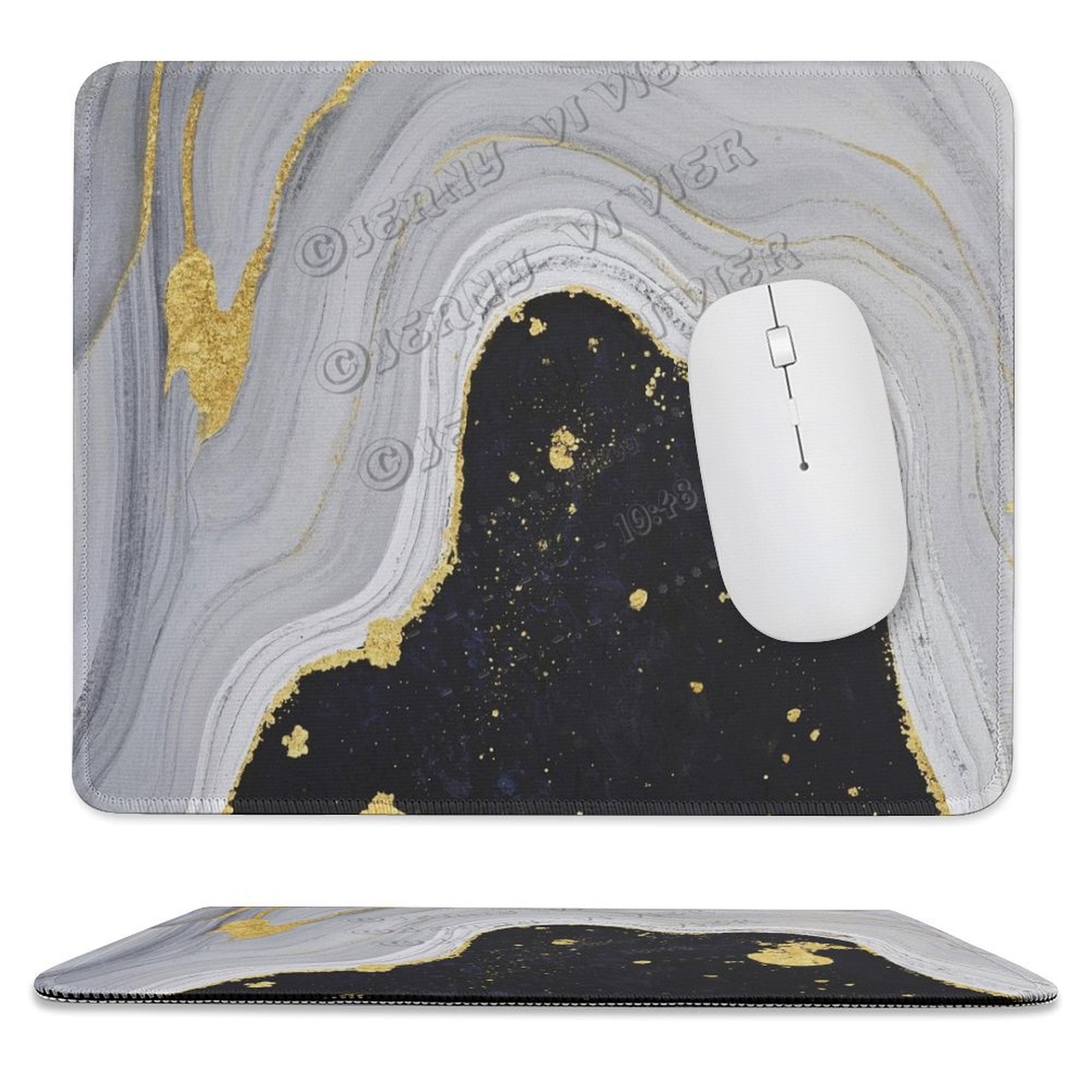 Cute Pattern Black and Gold Marble Mouse Mat, 10x12 Inches, Thick ...