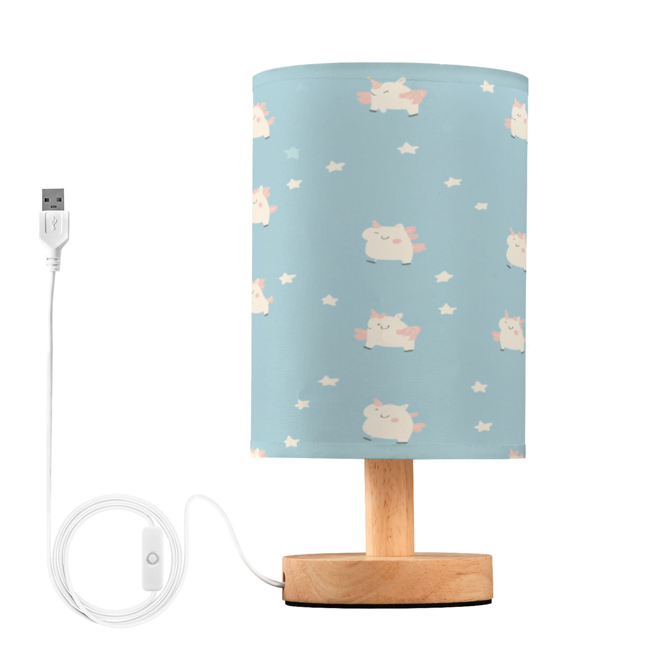 Cute Pattern Design USB Powered Canvas Shade Desk Lamp LED Light with ...