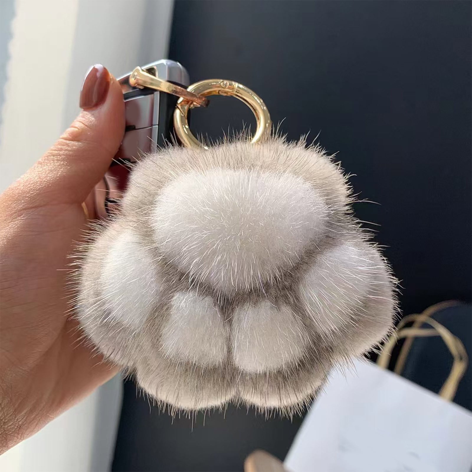 Cute Paw Keychain - Realistic Polyester Pet Accessory for Keys, Bags ...