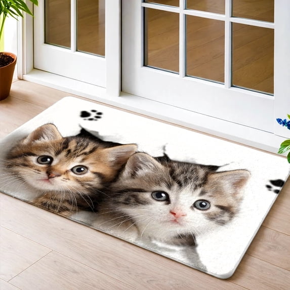 Cute Paw Print Rug Non-Slip Rubber Backing, Machine Washable Indoor ...