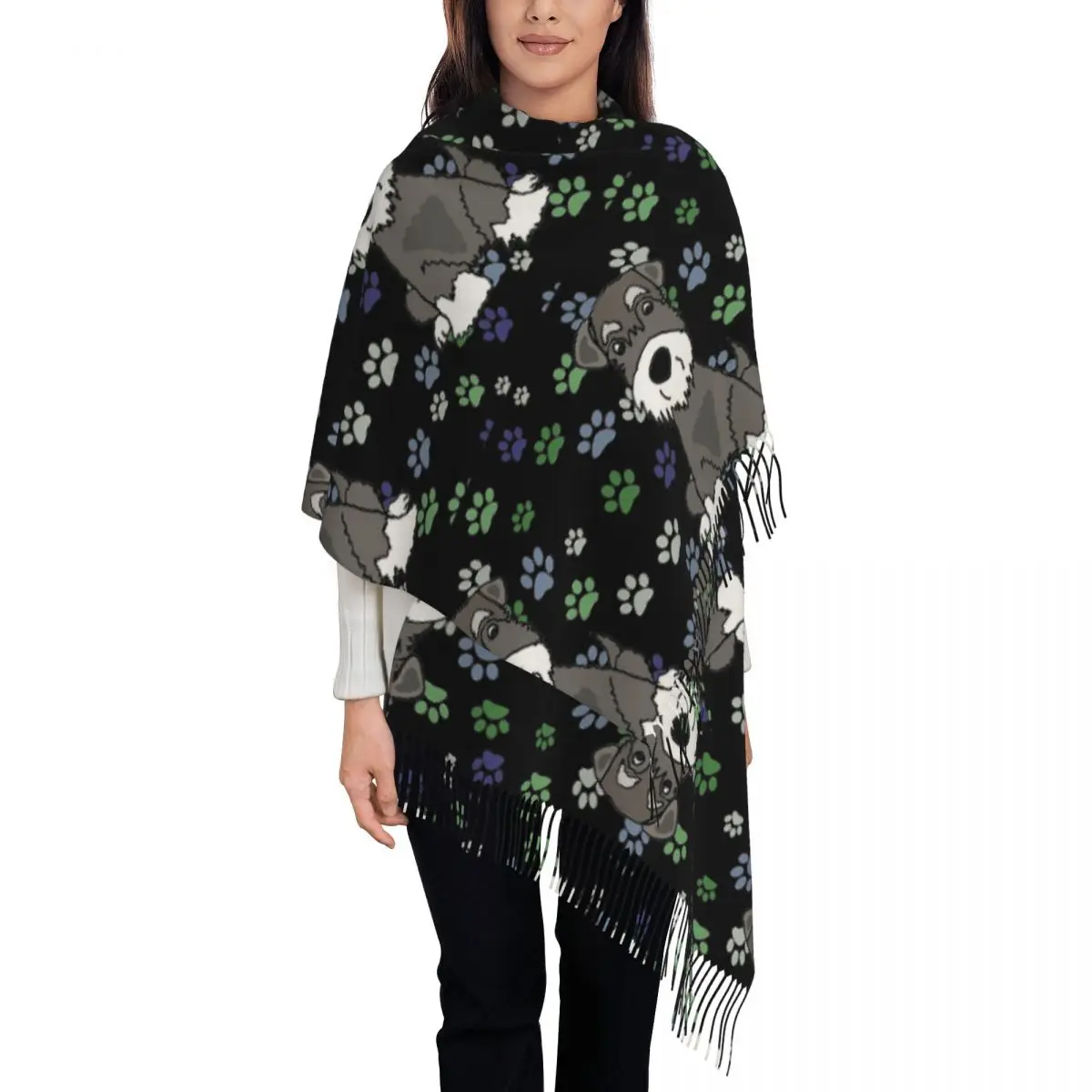 Cute Paw Scarf for Women Winter Fall Shawl Wrap Cat Dog Long Shawl ...