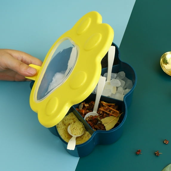 Cute Paw-Shaped Kitchen Seasoning Storage Box | 5 Compartment Spice ...