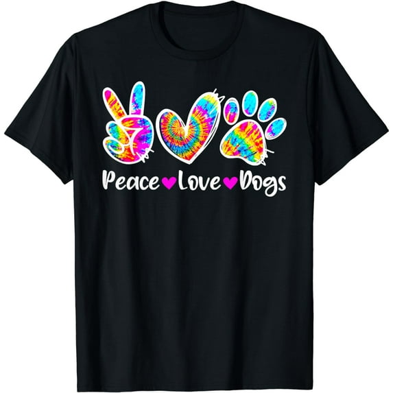 Cute Peace Love Dogs Tie Dye Dog Paw Dog Mom Mothers Day T-Shirt ...