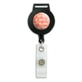 Cute Peaches and Stripes Pattern Lanyard Retractable Reel Badge ID Card ...