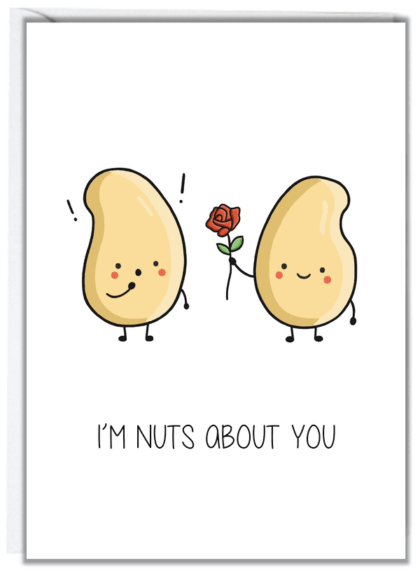 Cute Peanut Couple Card - "I’m Nuts About You" Greeting Card - Perfect ...