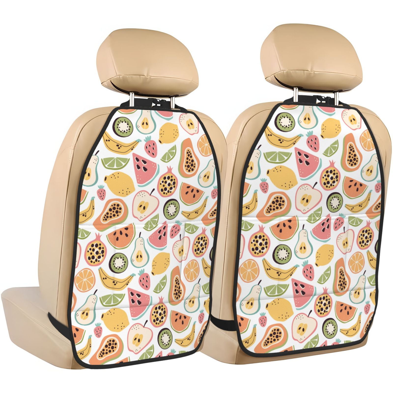 Cute Pear Banana Lemon Backseat Car Organizer, 2 Pack Kick Mats Back ...