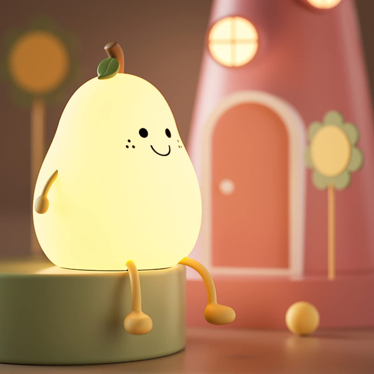 Cute Pear Night Light for Kids, Cute Silicone Nursery Pear Lamp for ...