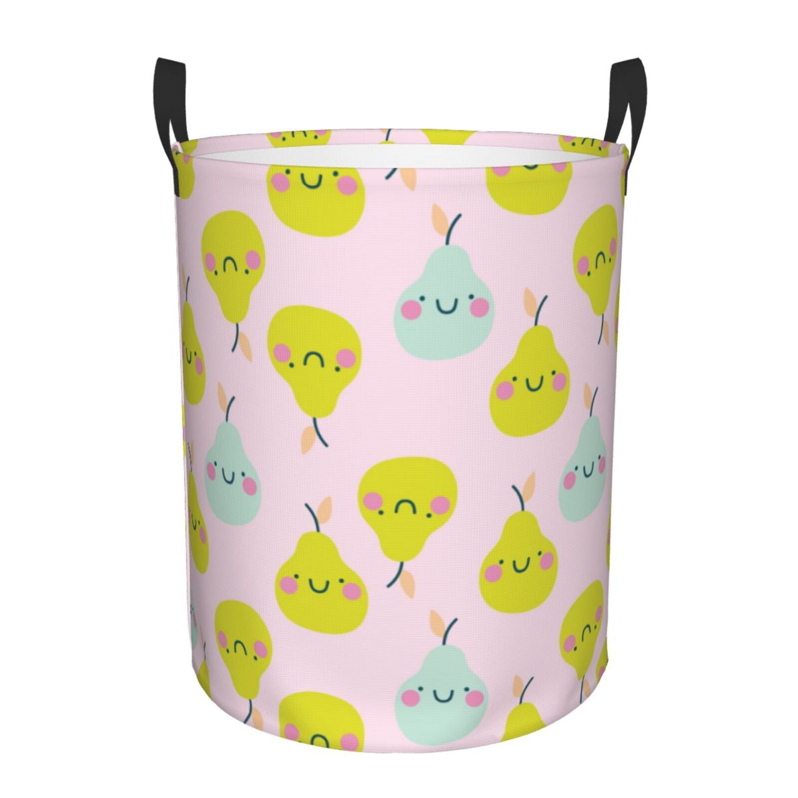 Cute Pear Round Laundry Basket, Laundry Hamper with Handle, Waterproof ...