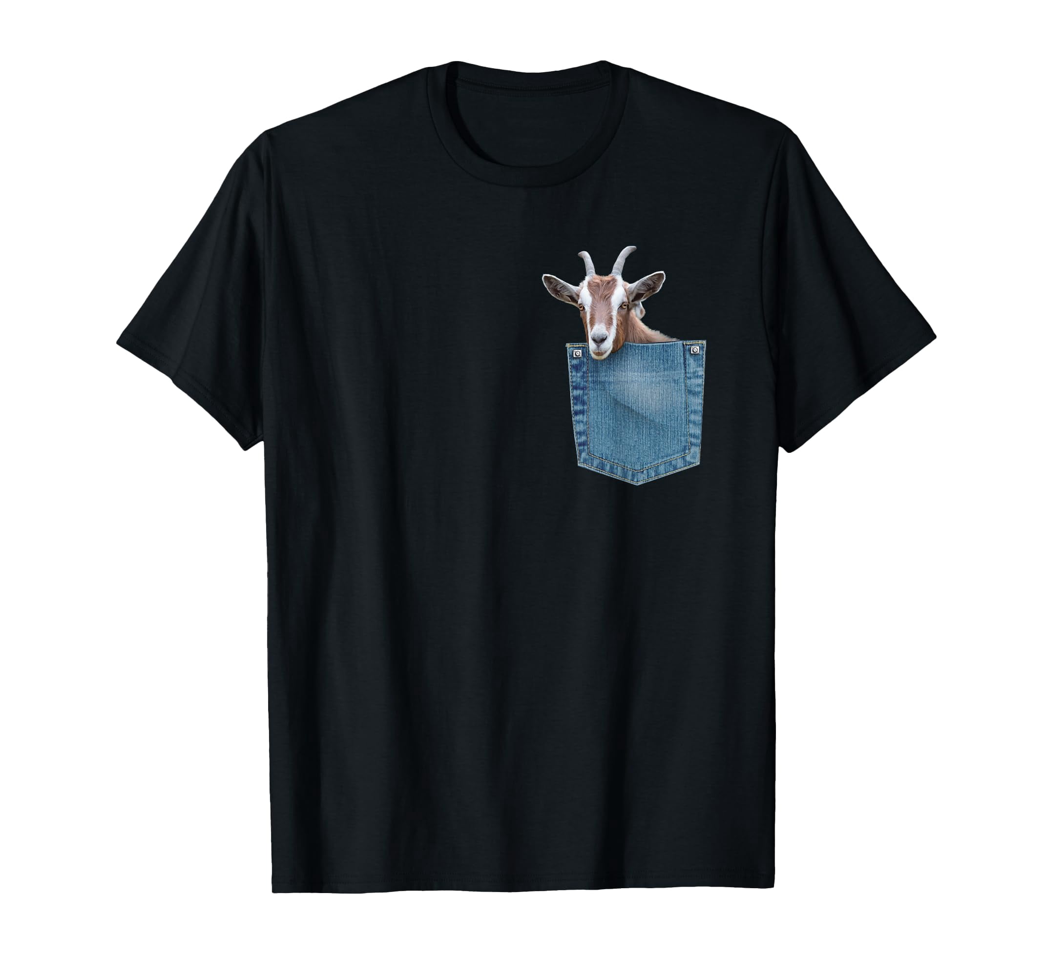 Cute Peeking Goat Pocket Graphic T-Shirt for Backyard Farm Animal ...