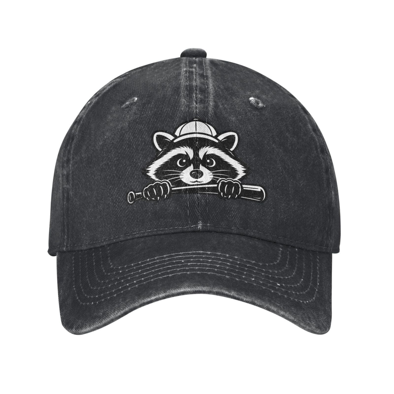 Cute Peeking Raccoon Baseball Cap Adjustable Casual Denim Raccoons Hat ...