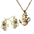 Cute Pendant Necklace Chipmunk Teapot Dangle Earrings Jewelry Set Chain ...