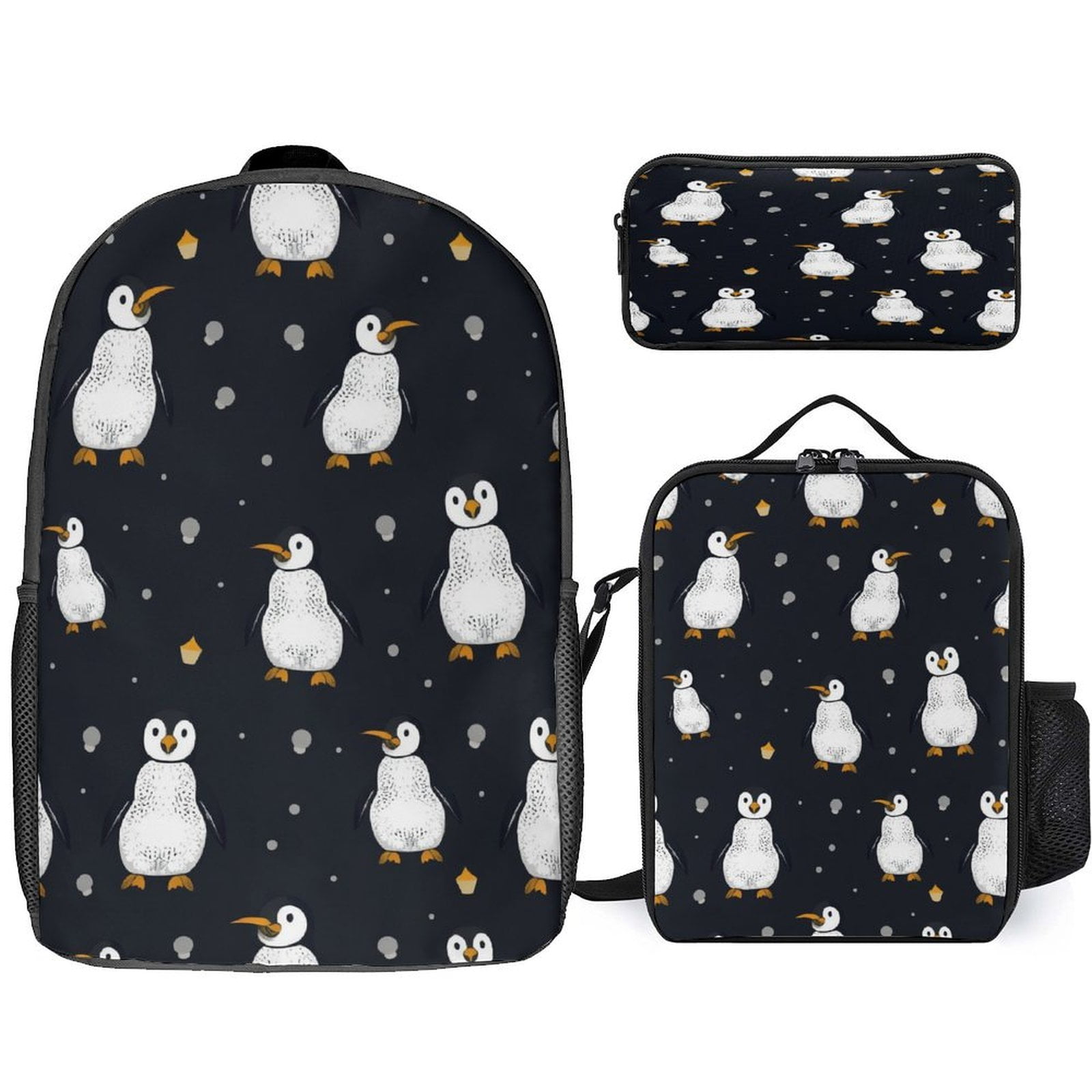 Cute Penguin 3pcs/Set Bags Laptop Daypack Backpack Lunch Bag Pencil ...