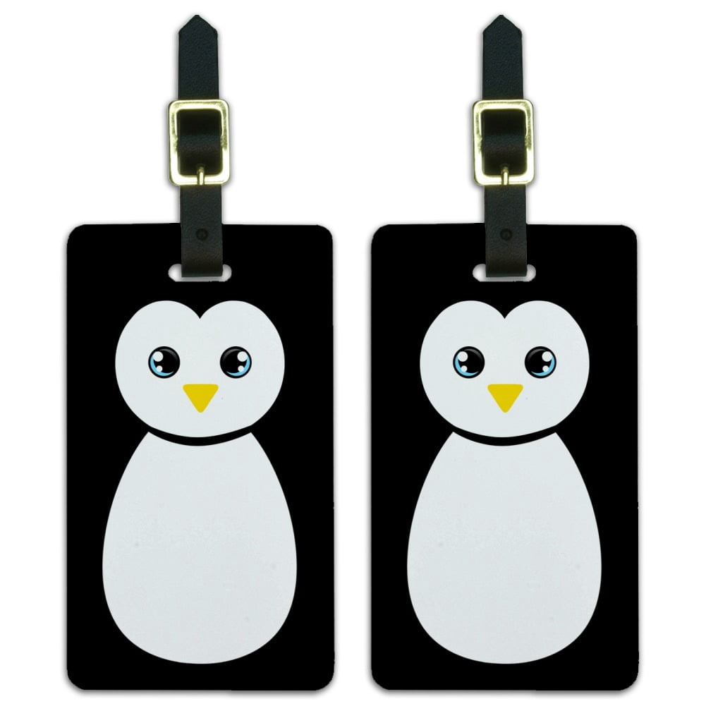 Cute Penguin Black and White Luggage ID Tags Suitcase Carry-On Cards ...