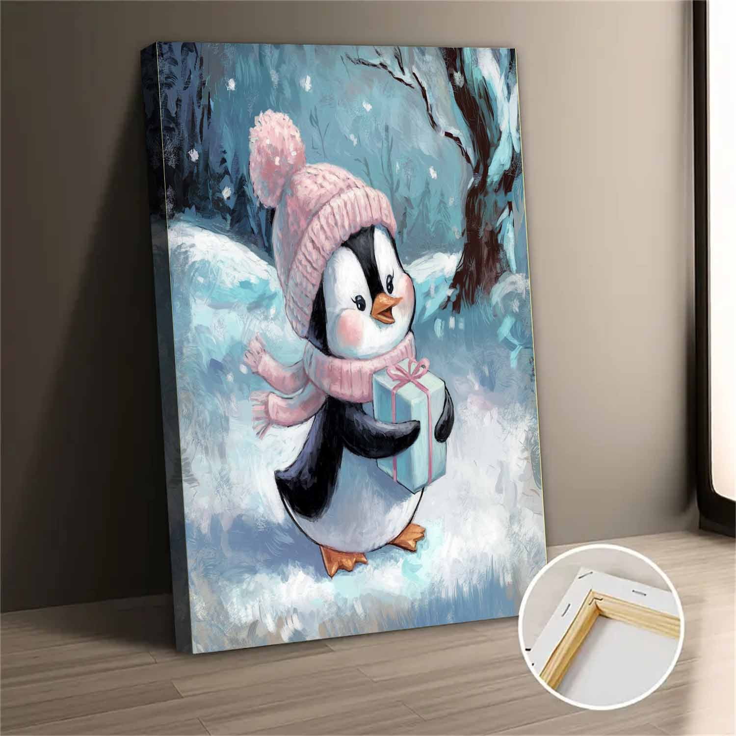 Cute Penguin Canvas Wall Art Print Vintage Abstract Modern Aesthetic ...
