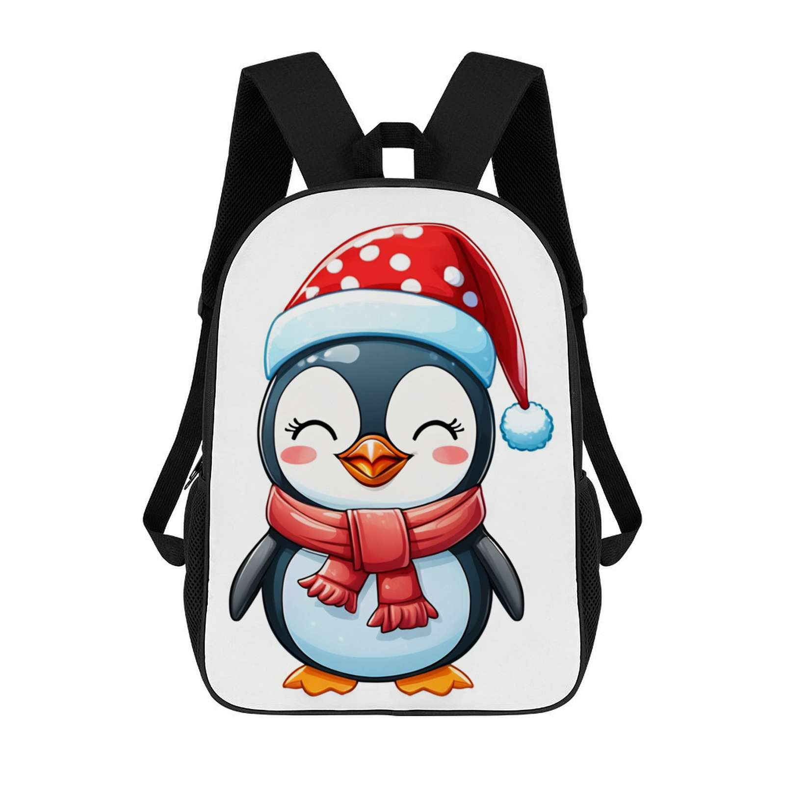 Cute Penguin Christmas Scarf Large Capacity Backpacks For Teenagers ...