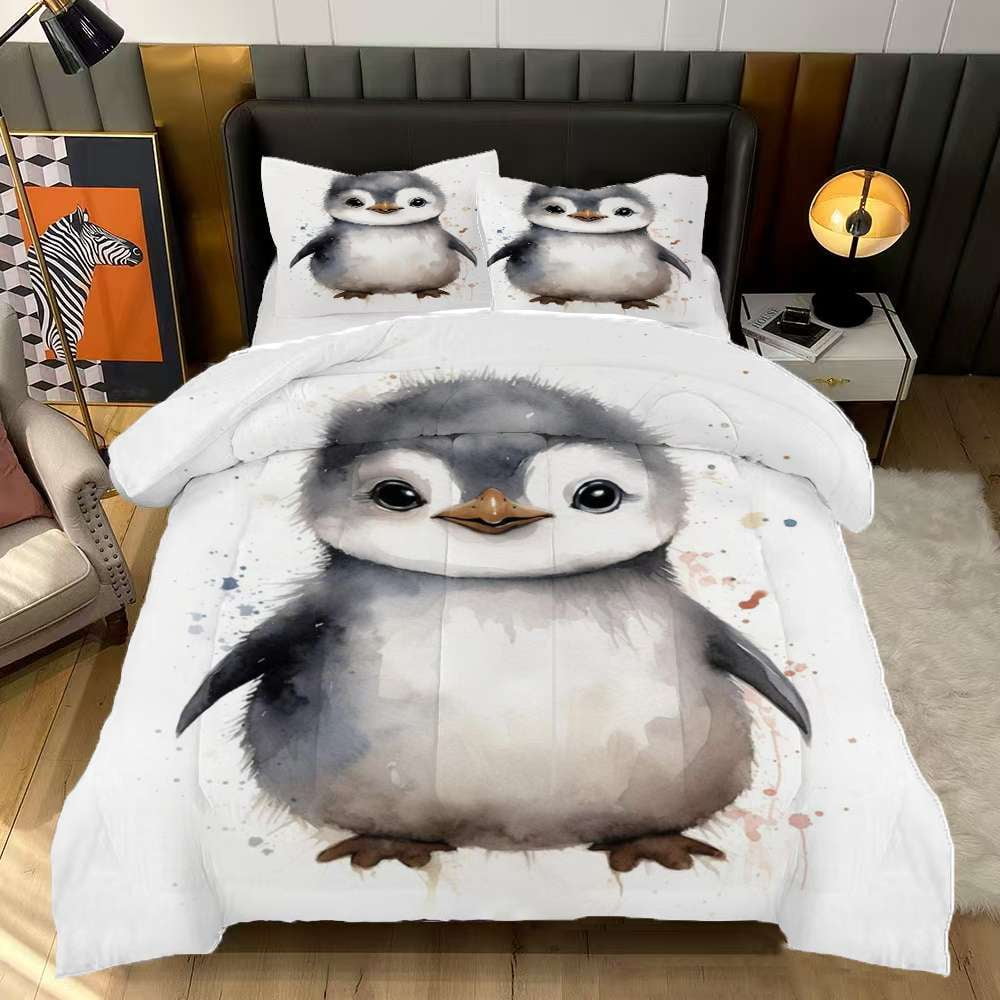 Cute Penguin Comforter Set Queen Size Bedding Set For Travl Bedroom ...