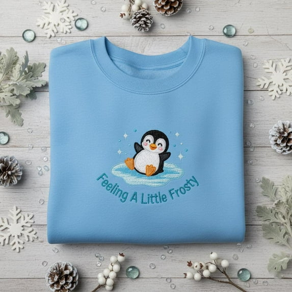 Cute Penguin Embroidered Sweatshirt, Little Frosty Hoodie, Winter ...