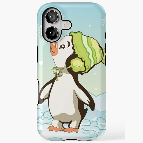Cute Penguin Enjoying Snowflakes Phone Case with iPhone 17 to 11 Pro ...