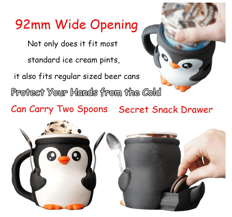 Cute Penguin Ice Cream Pint Holder, 3D Printing The Penguin Ice Cream ...