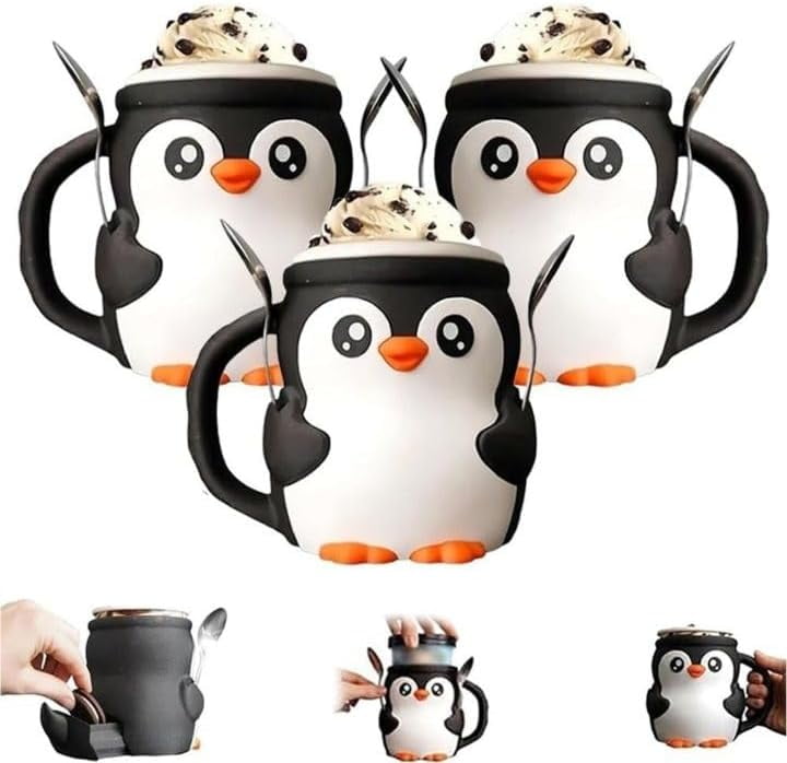 Cute Penguin Ice Cream Pint Holder, Pebbles the Penguin Ice Pint Holder ...