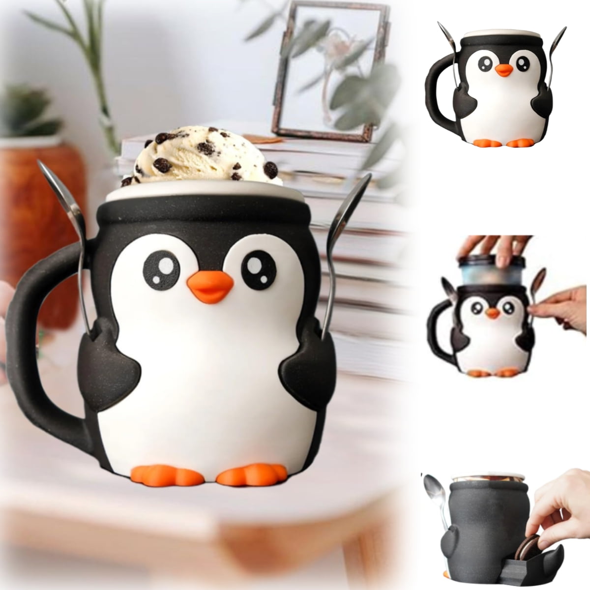 Cute Penguin Ice Cream Pint Holder, Pebbles the Penguin Ice Pint Holder ...