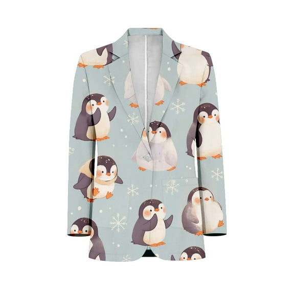Cute Penguin Mens Suits Shawl Collar Slim Fit Suit Mens Groom Jacket ...